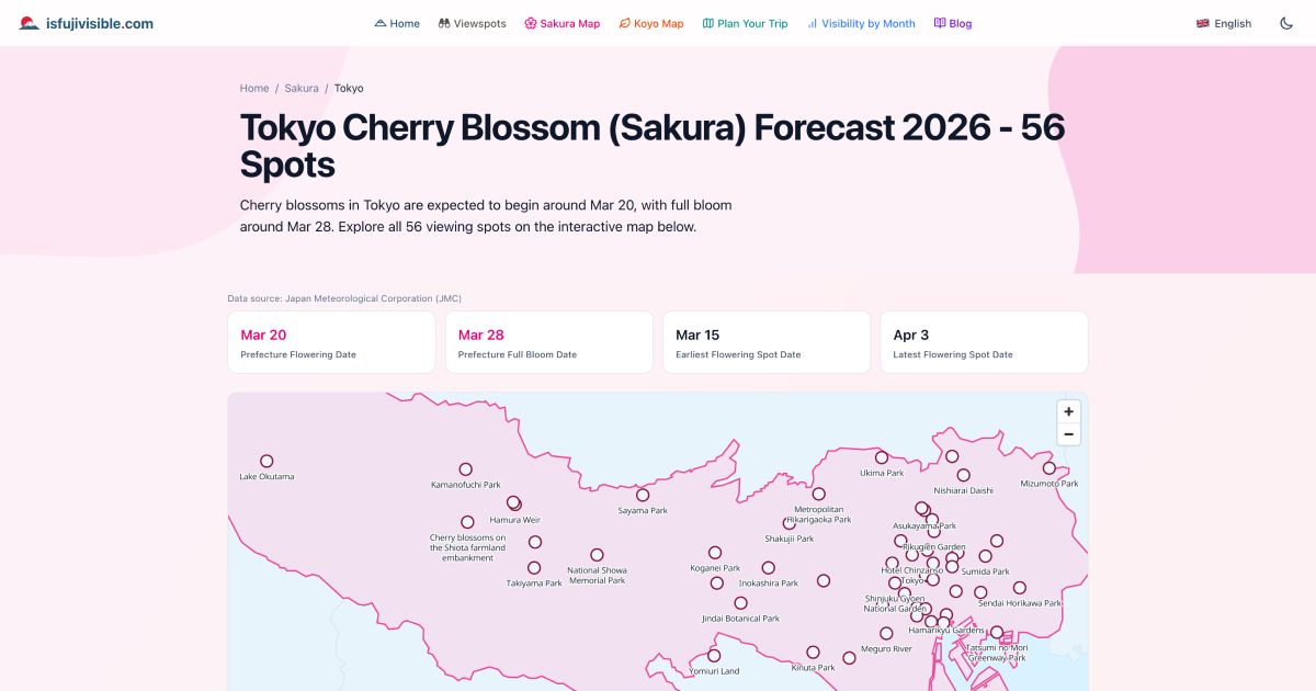 Hokkaido Cherry Blossom (Sakura) Forecast 2026 - 16 Spots